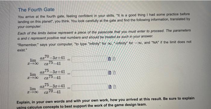 Solved The Fourth Gate You arrive at the fourth gate, | Chegg.com