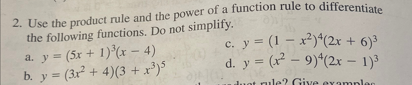 Solved Use the product rule and the power of a function rule | Chegg.com