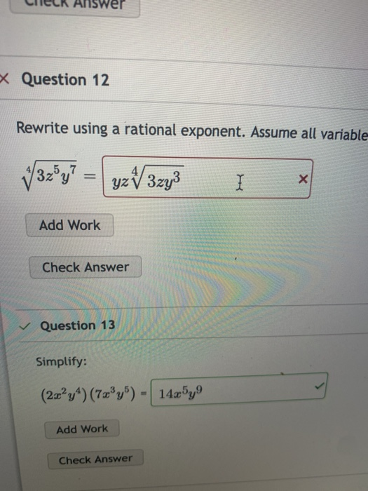 Solved x Question 12 Rewrite using a rational exponent. | Chegg.com
