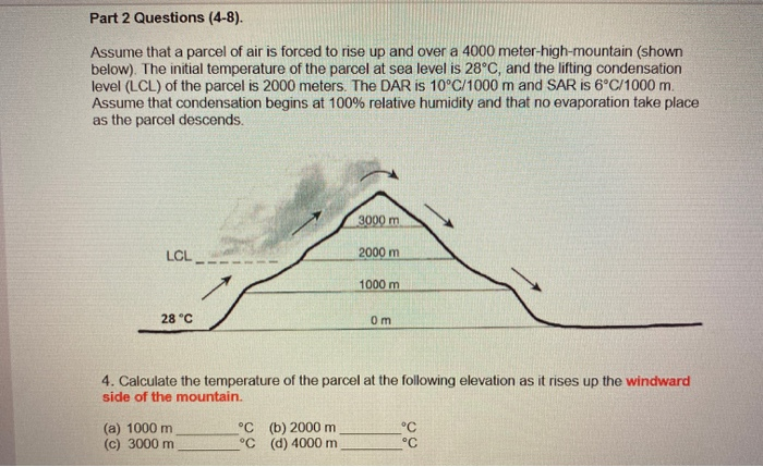 Solved Part 2 Questions (4-8). Assume that a parcel of air | Chegg.com