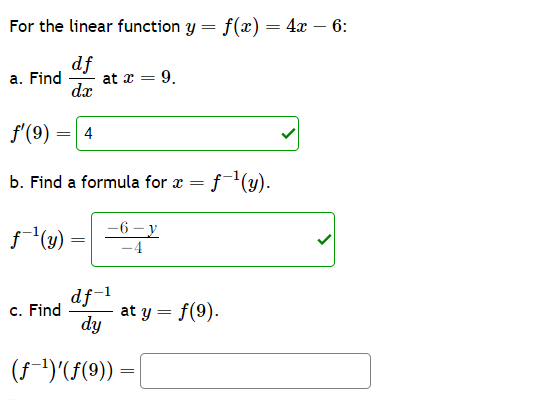 Solved For the linear function y=f(x)=4x-6 ﻿:a. ﻿Find dfdx | Chegg.com
