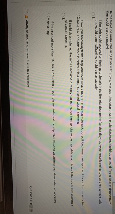 Solved In the trap-tube causal reasoning study with crows, | Chegg.com