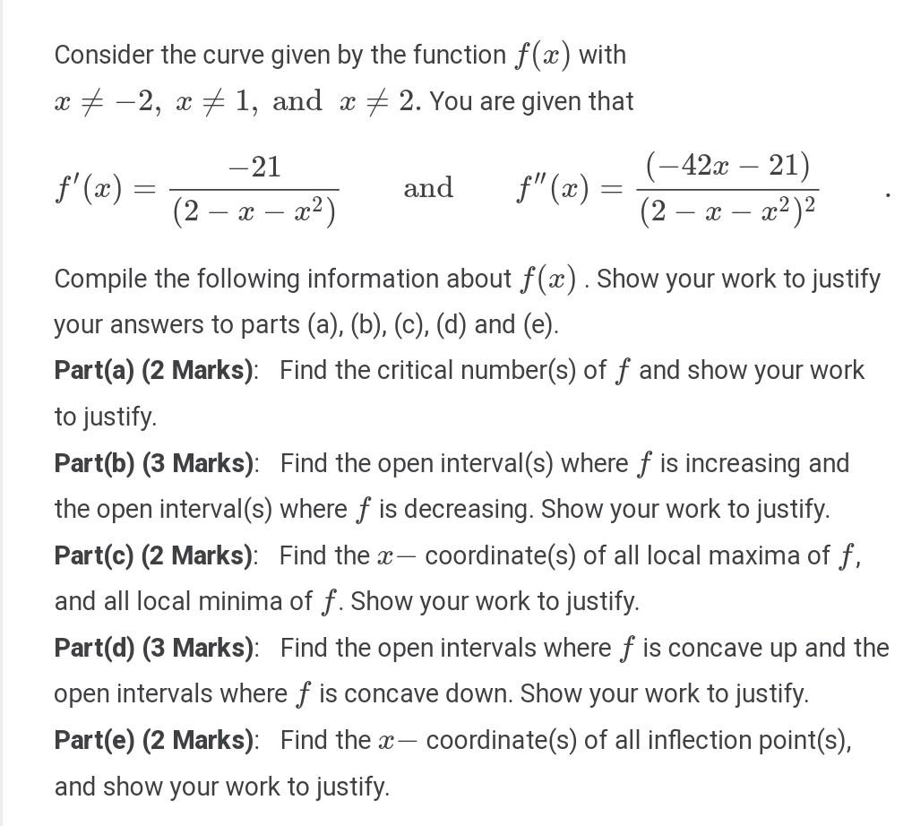 Solved Consider the curve given by the function f(x) with | Chegg.com