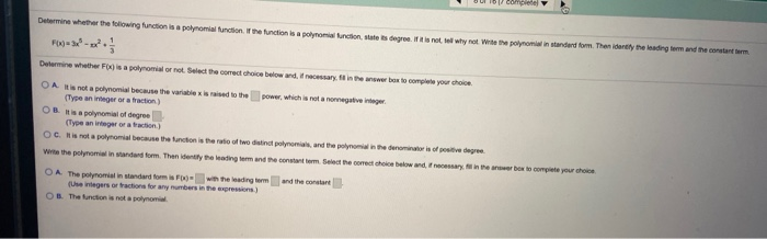 Solved Determine whether the following function is a | Chegg.com