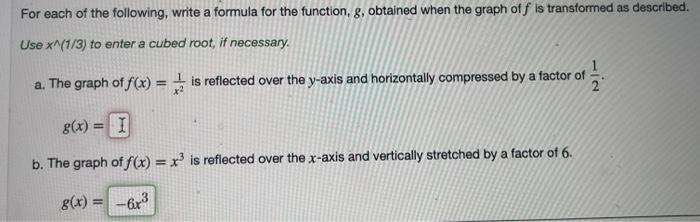 Solved For each of the following, write a formula for the | Chegg.com