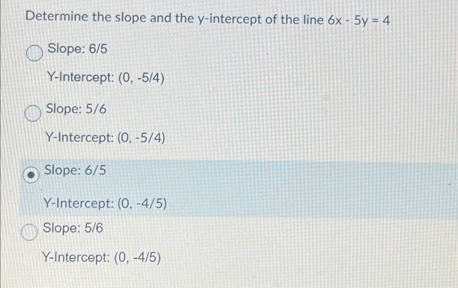 Solved Determine the slope and the y-intercept of the line | Chegg.com