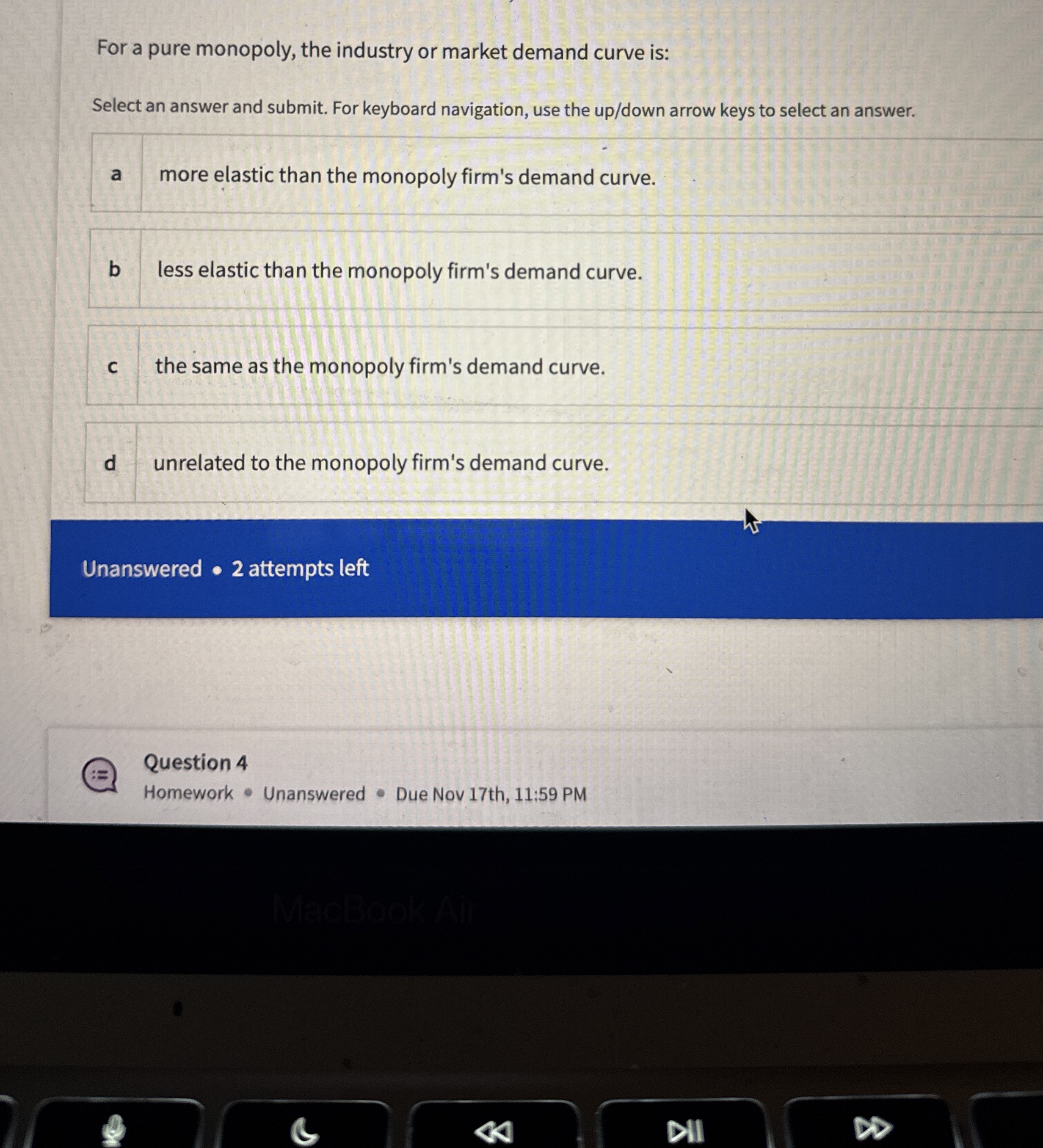 Solved For a pure monopoly, the industry or market demand | Chegg.com