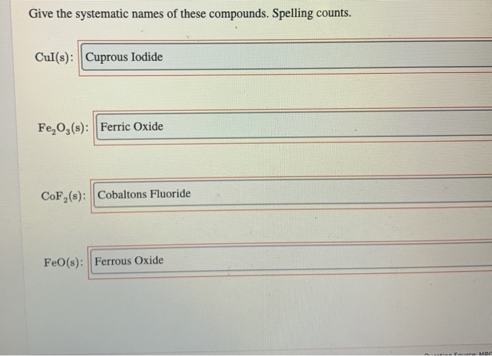 Solved Give the systematic names of these compounds. | Chegg.com