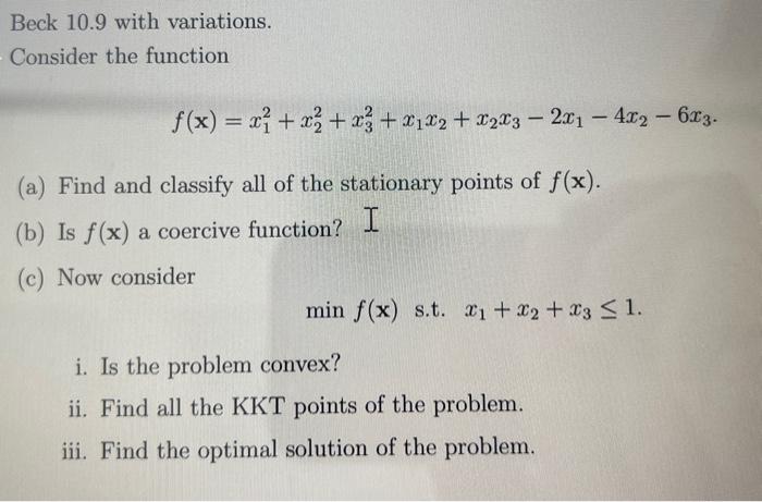 Solved Beck 10.9 with variations. Consider the function | Chegg.com