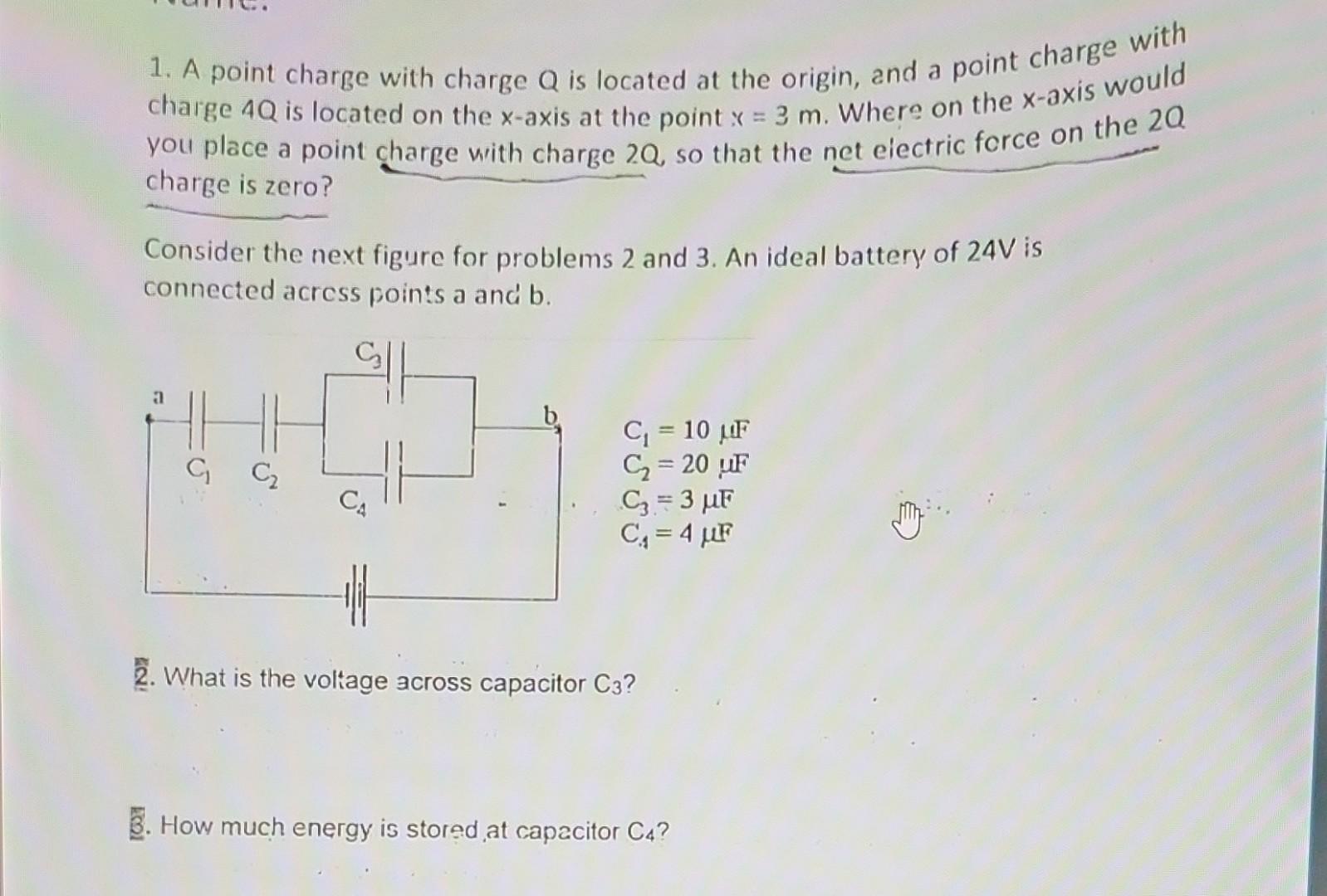 Solved 1. A point charge with charge Q is located at the | Chegg.com