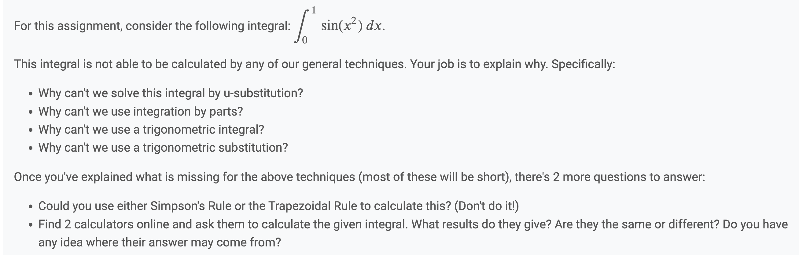 Solved For this assignment, consider the following integral: | Chegg.com