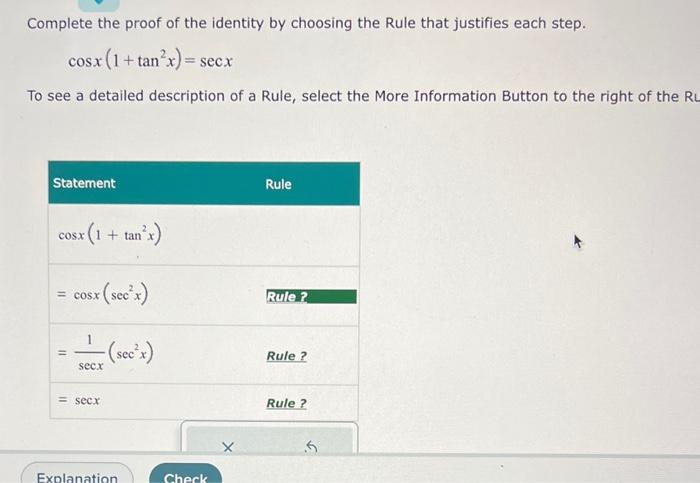 Solved Complete the proof of the identity by choosing the | Chegg.com