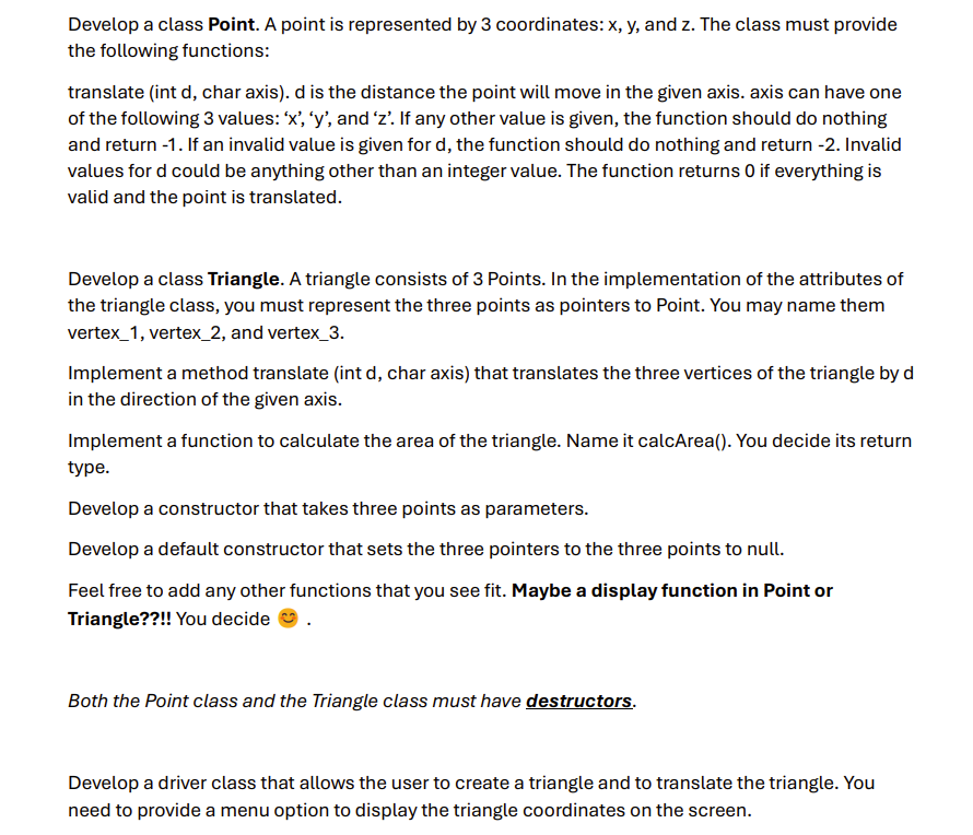 Solved OpenGLC++Develop a class Point. A point is | Chegg.com