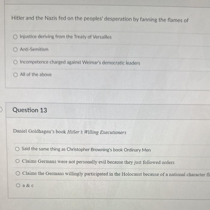 Solved Hitler and the Nazis fed on the peoples' desperation | Chegg.com