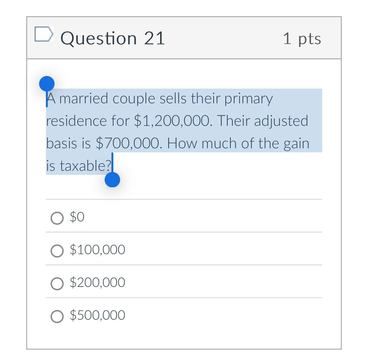 Solved Question 211 ﻿ptsA married couple sells their primary | Chegg.com