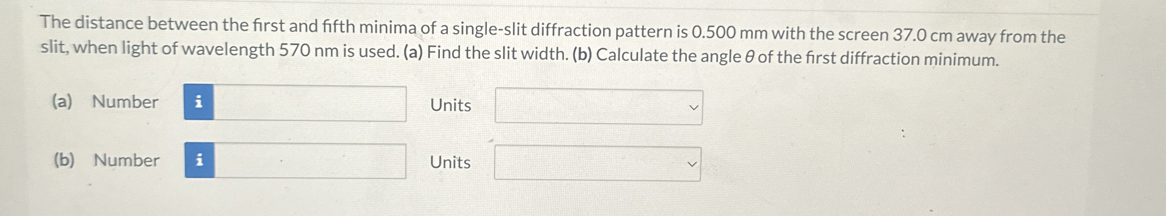 Solved The distance between the first and fifth minima of a | Chegg.com