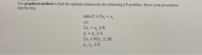 Solved Use graphical method to find the optimal solution for | Chegg.com