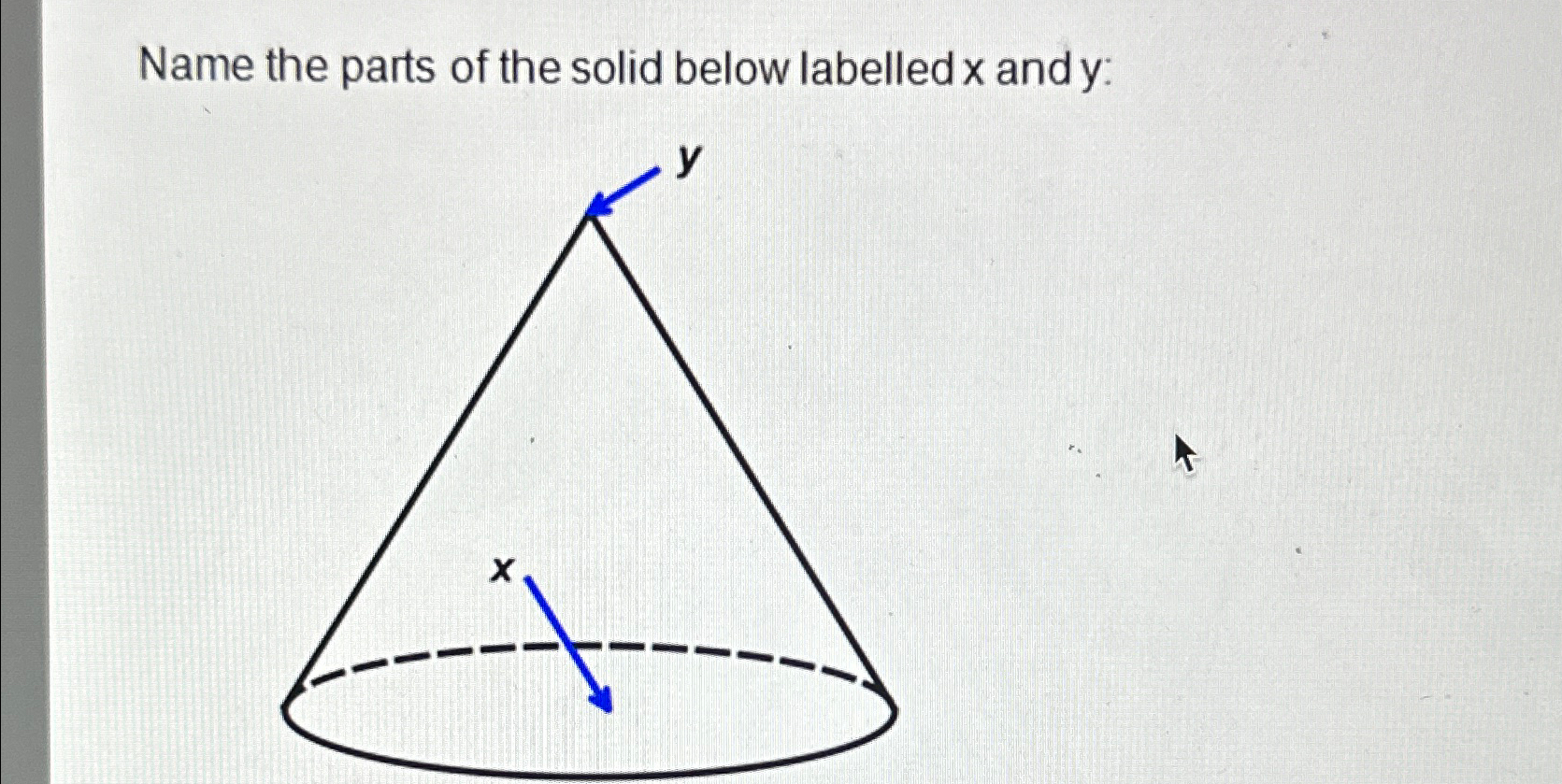 Solved Name the parts of the solid below labelled x ﻿and y | Chegg.com