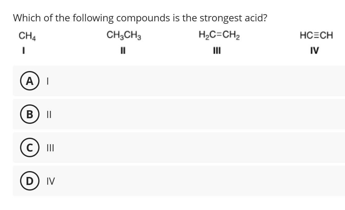 Solved Which of ﻿the following compounds is ﻿the strongest | Chegg.com