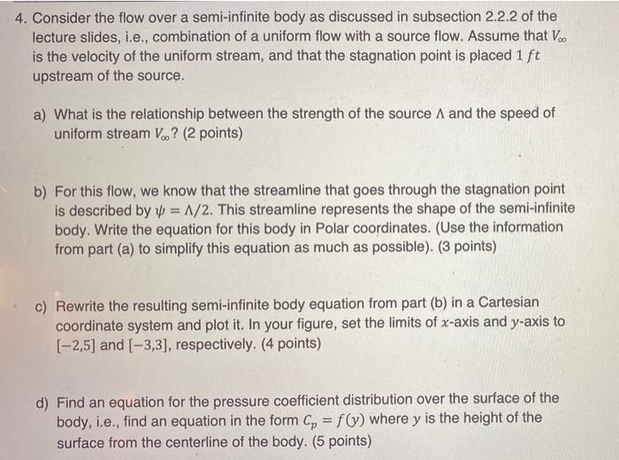 Solved 4. Consider the flow over a semi-infinite body as | Chegg.com