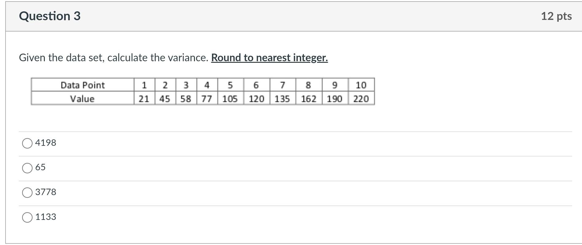 Solved Given the data set, calculate the variance. Round to | Chegg.com