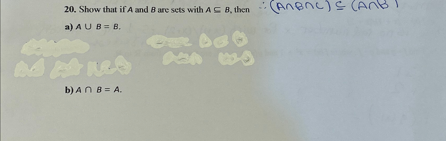 Solved Show that if A and B ﻿are sets with AsubeB, then | Chegg.com