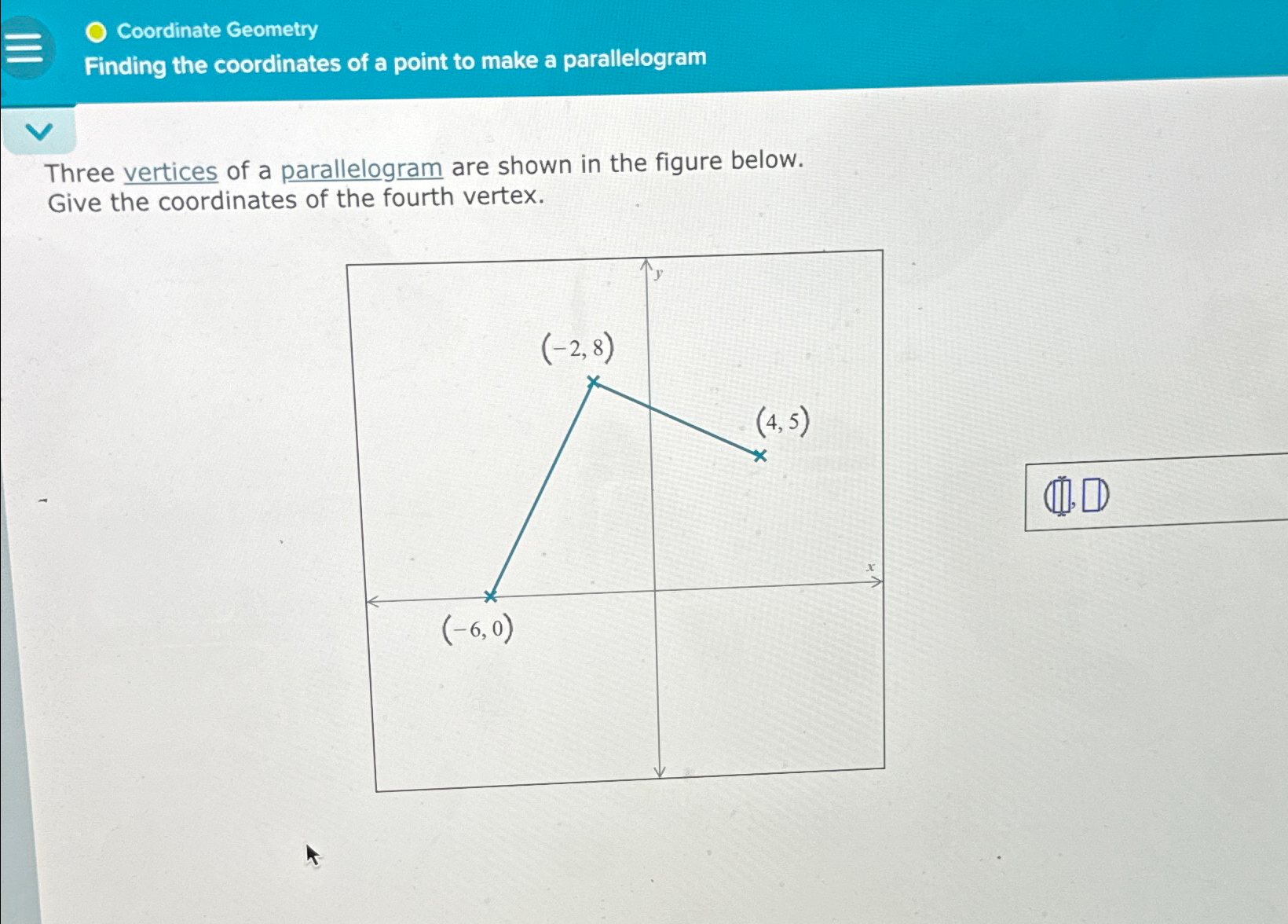 Solved Coordinate GeometryFinding the coordinates of a point | Chegg.com