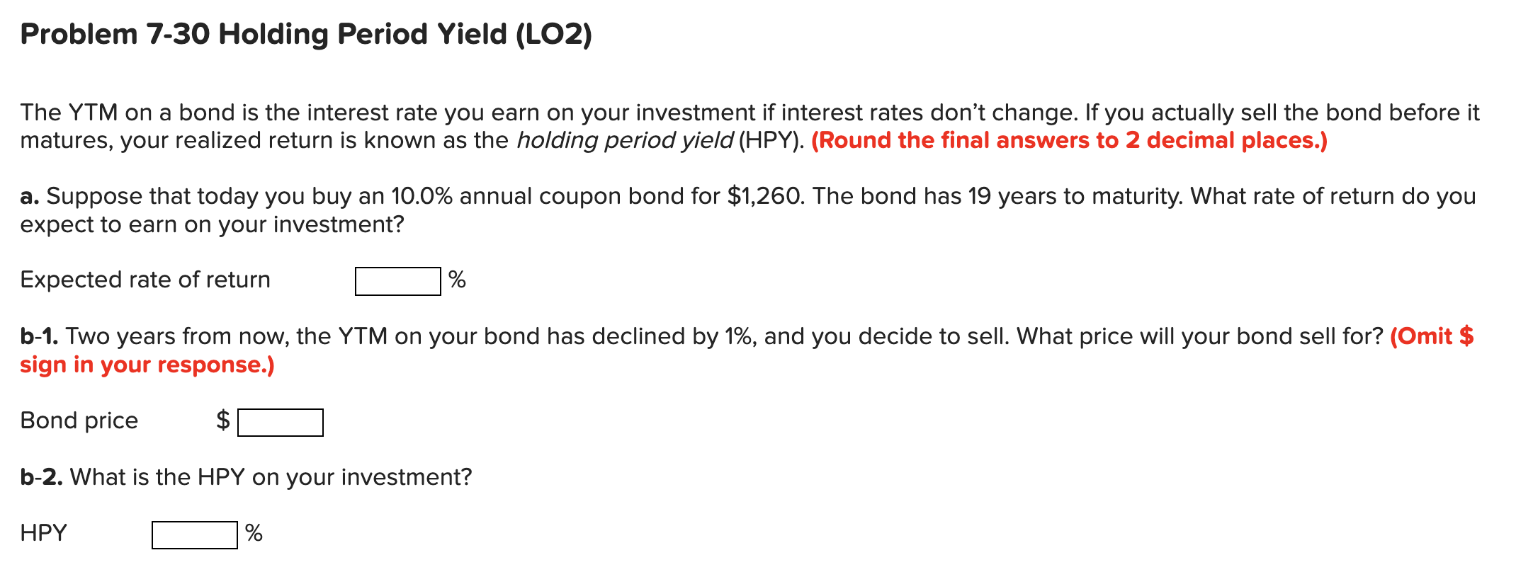 Solved Problem 7-30 ﻿Holding Period Yield (LO2)The YTM on a | Chegg.com