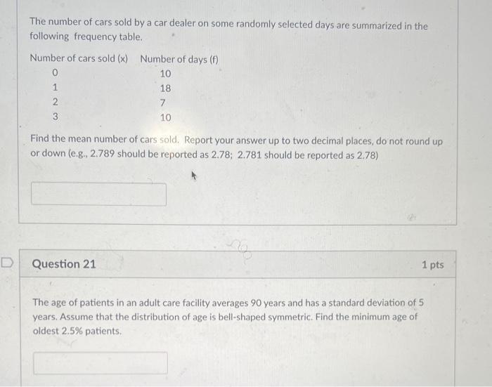 Solved The number of cars sold by a car dealer on some | Chegg.com