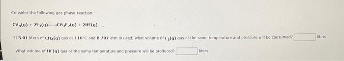 Solved Consider the following gas phase reaction: CH4(9)+2 | Chegg.com