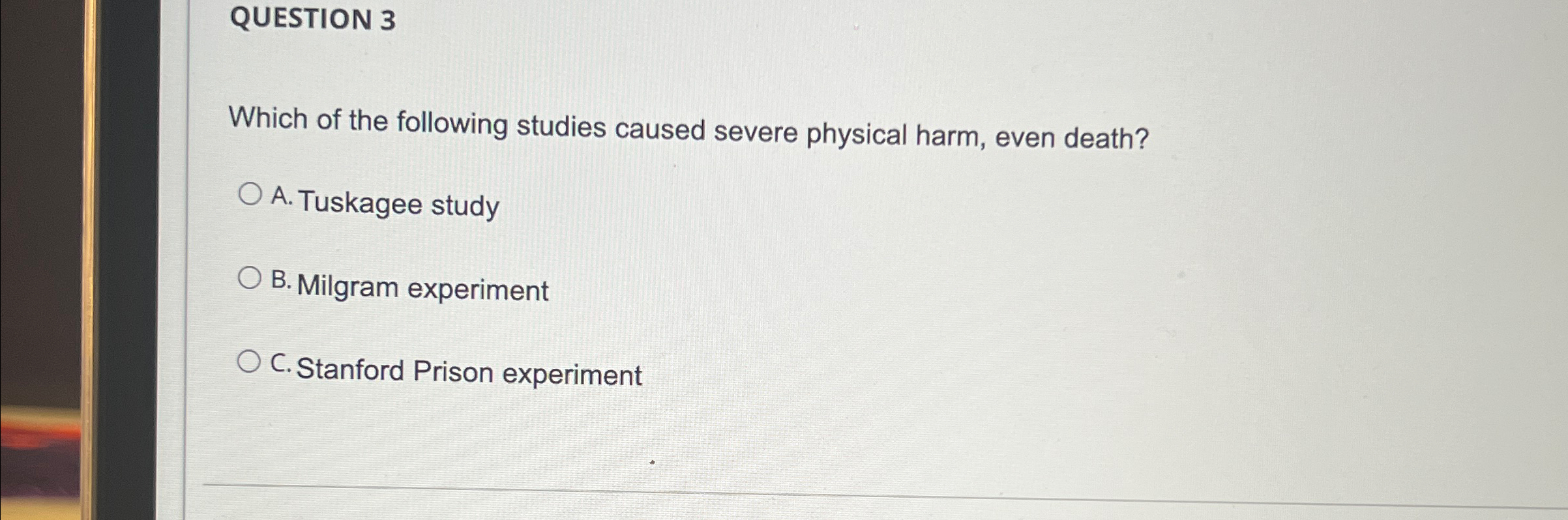 Solved QUESTION 3Which of the following studies caused | Chegg.com