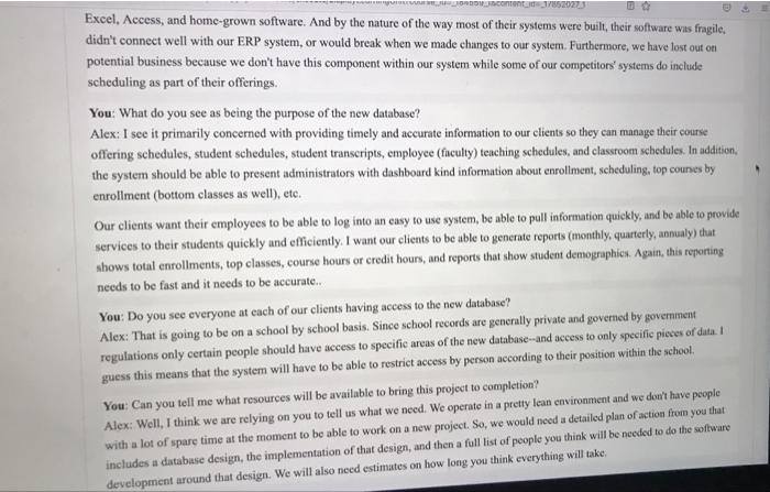 Solved Purpose: You are reviewing your interview transcript | Chegg.com