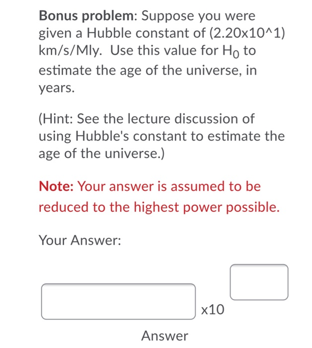 Solved please help me solve the following 3 astronomy math | Chegg.com
