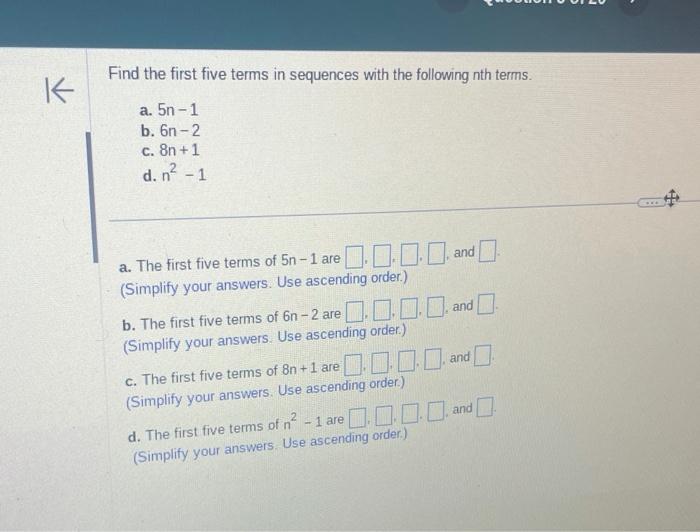 Solved Find the first five terms in sequences with the | Chegg.com