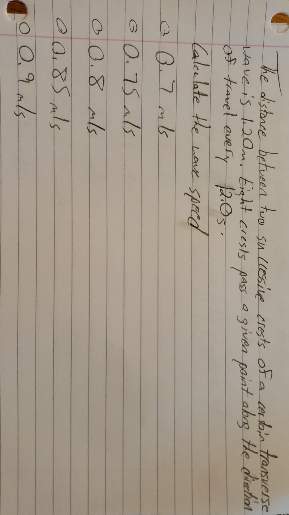 Solved The distance between two successive crests of a | Chegg.com