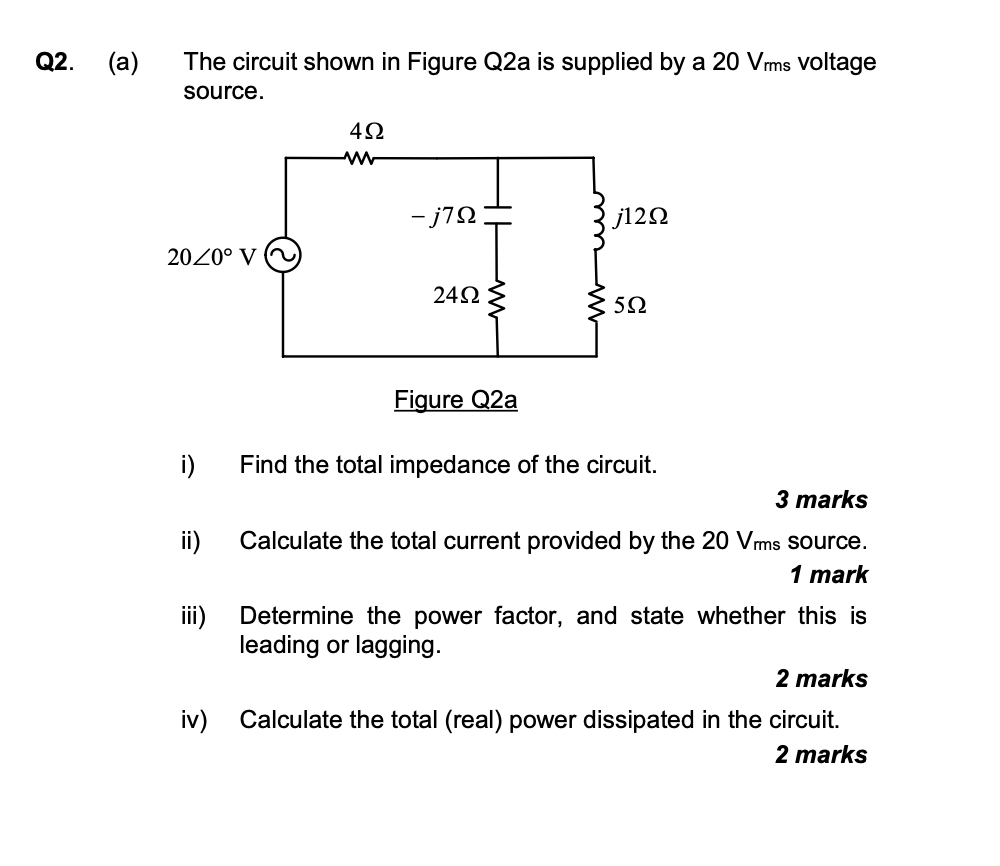 Solved Q2. (a) ﻿The circuit shown in Figure Q2a is supplied | Chegg.com
