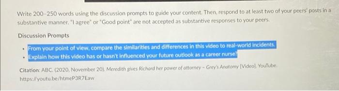Write 200-250 words using the discussion prompts to | Chegg.com