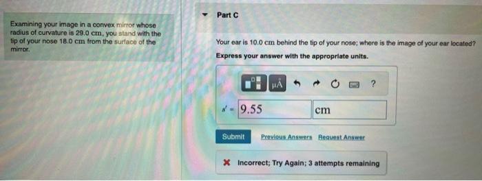 Solved Examining your image in a convex mirror whose radius | Chegg.com