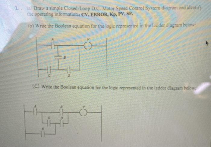 Solved La Draw a simple Closed-Loop D.C. Motor Speed Control | Chegg.com