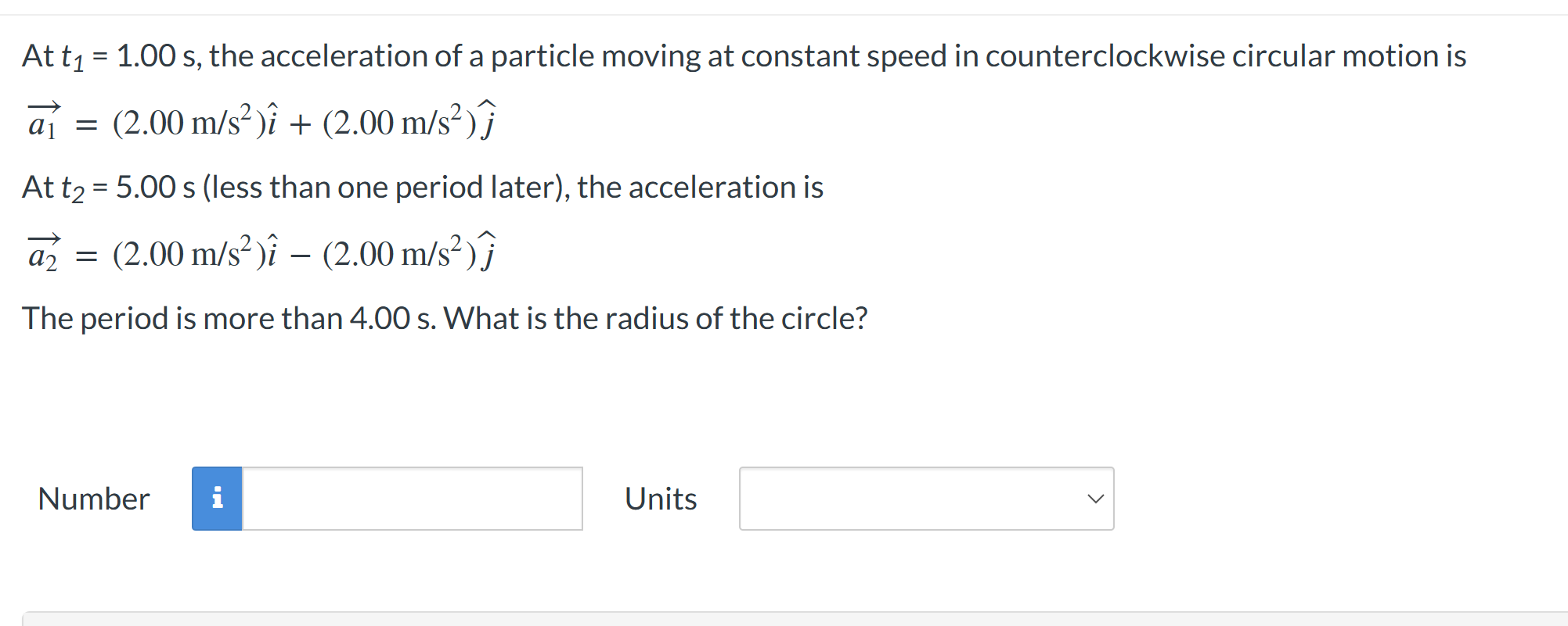 Solved At t1=1.00s, ﻿the acceleration of ﻿a particle moving | Chegg.com