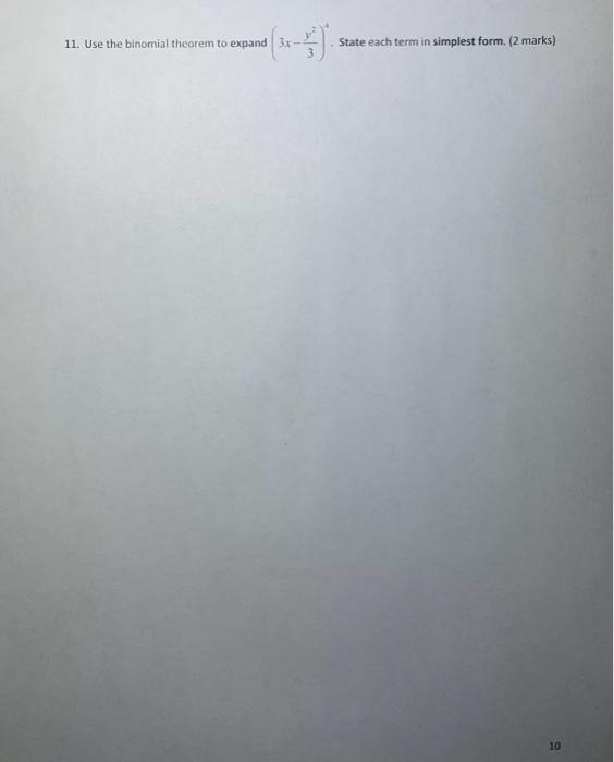 Solved 11. Use the binomial theorem to expand (3x−3y2)4. | Chegg.com