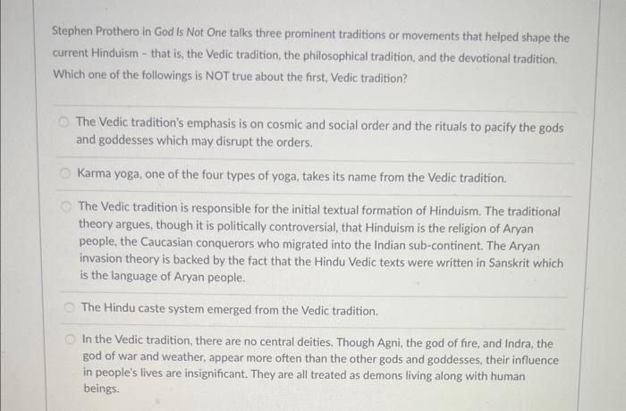 Stephen Prothero in God Is Not One talks three | Chegg.com