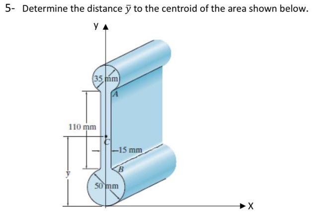 Solved 5- Determine the distance y to the centroid of the | Chegg.com