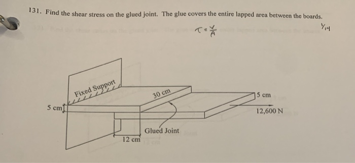 Solved 31. Find the shear stress on the glued joint. The | Chegg.com