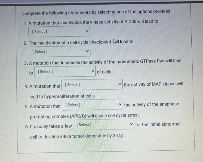 Solved 1. hyperproliferation or cell cycle arrest 2. cell | Chegg.com