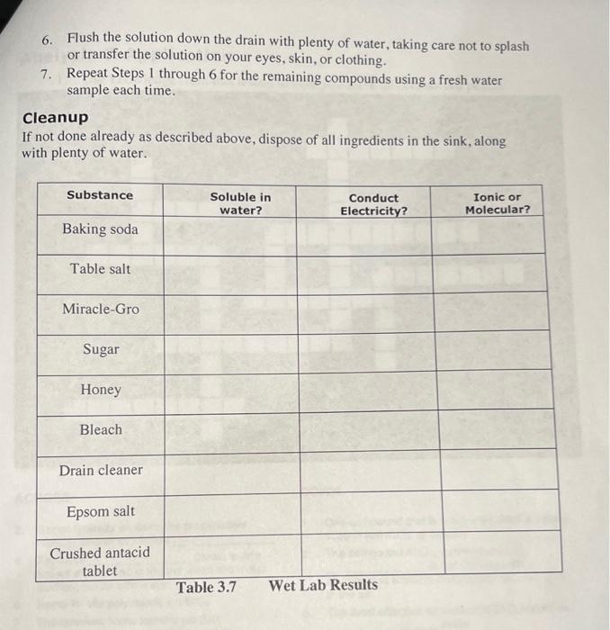 adhere to lab instructions and complete the table. | Chegg.com