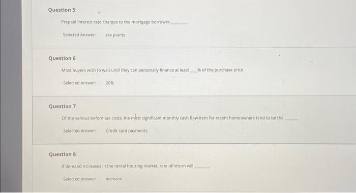 Solved Question 5 Prepaid interest rate charges to the | Chegg.com