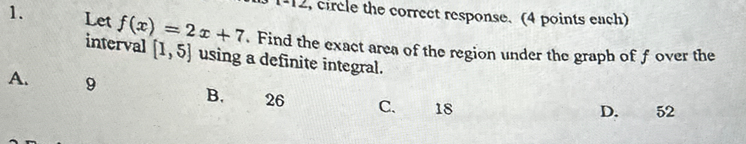 Solved circle the correct response. (4 ﻿points each)Let | Chegg.com