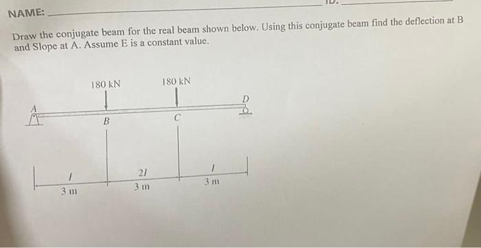 Solved NAME: Draw the conjugate beam for the real beam shown | Chegg.com