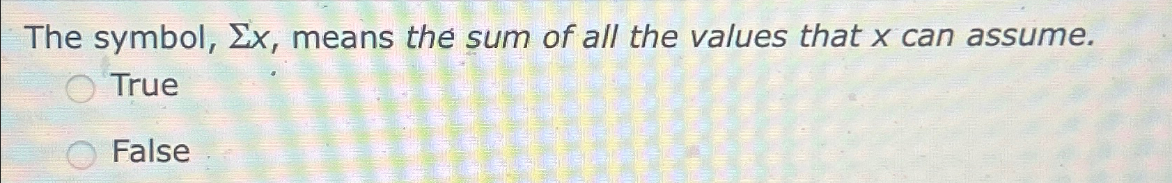 Solved The symbol, Σx, ﻿means the sum of all the values that | Chegg.com